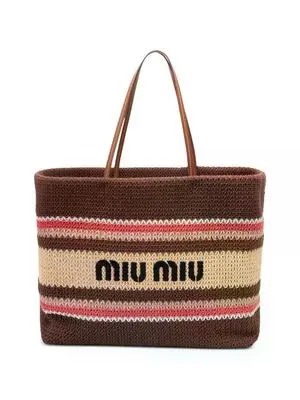 Miu Miu Raffia-effect Woven Tote Bag