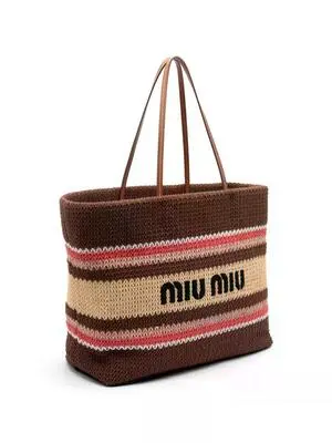 Miu Miu Raffia-effect Woven Tote Bag