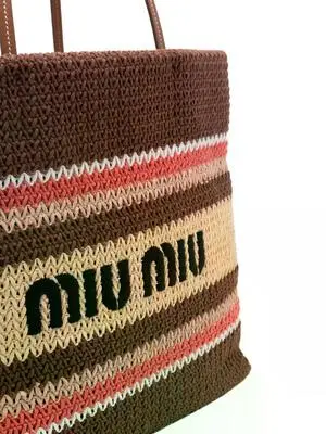 Miu Miu Raffia-effect Woven Tote Bag