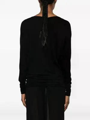 TOTEME Boat Neck Long Sleeve Top - Black
