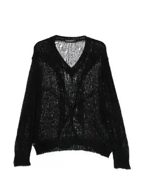 Our Legacy V-neck Distressed Open-knit Sweater