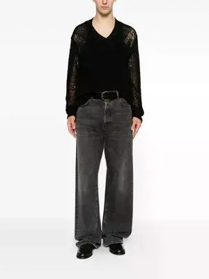 Our Legacy V-neck Distressed Open-knit Sweater