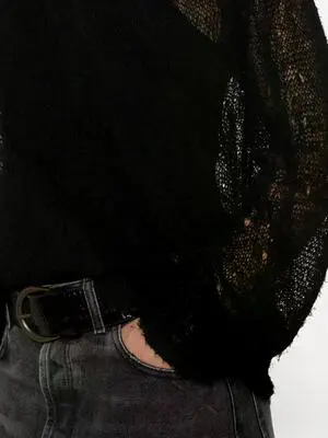 Our Legacy V-neck Distressed Open-knit Sweater