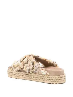 Mou Criss-cross Raffia Sandals