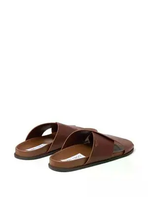 JIMMY CHOO Sol Crossover Strap Flat Sandals - Brown