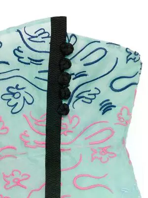 Emporio Armani Embroidered Strapless Top - Blue