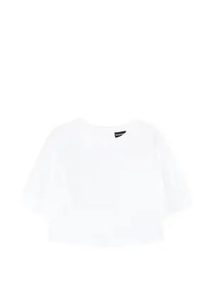 Emporio Armani Cropped Puff-sleeve Blouse - White