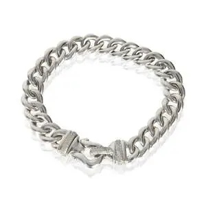 David Yurman Sterling Silver Diamond Buckle Curb Link Bracelet - Sterling_silver