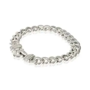 David Yurman Sterling Silver Diamond Buckle Curb Link Bracelet