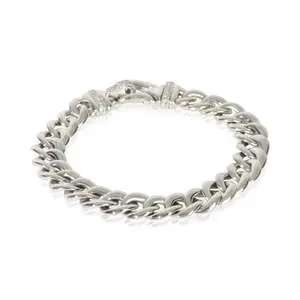 David Yurman Sterling Silver Diamond Buckle Curb Link Bracelet