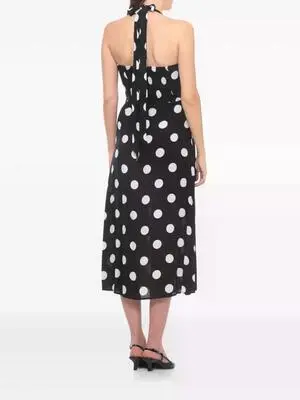 MAR DE MARGARITAS Polka-dot Halterneck Midi Dress