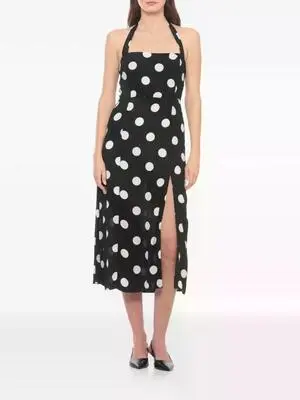 MAR DE MARGARITAS Polka-dot Halterneck Midi Dress
