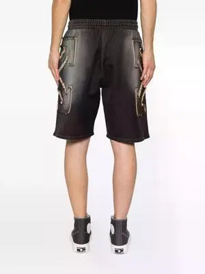Off-White Arrow Patchwork Distressed Denim Shorts