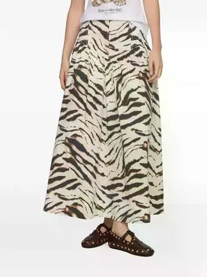 GANNI Zebra-print Gathered Maxi Skirt