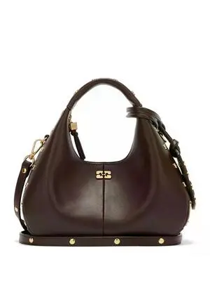GANNI Mini Studded Tote Bag - Brown