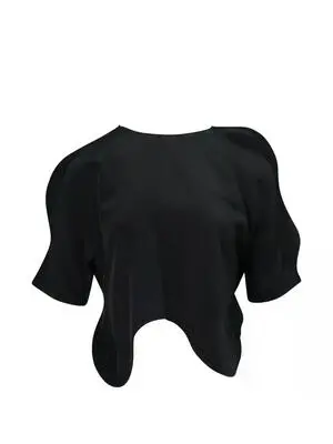 PUSHBUTTON Wavy-hem Short-sleeve Blouse