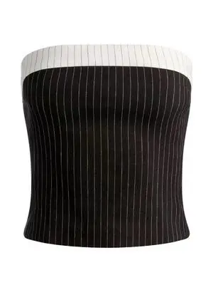 Alice + Olivia Kelly Pinstripe-pattern Strapless Top - Black