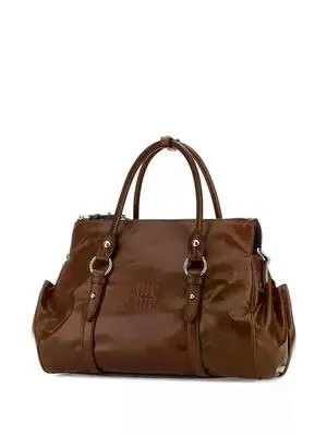 Miu Miu Logo-embossed Leather Tote - Brown