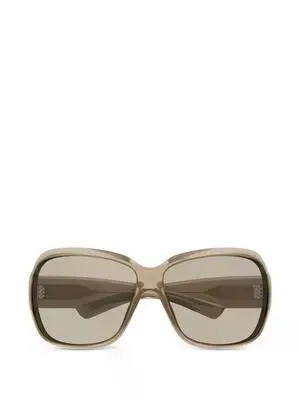 Gucci Logo-print Square-frame Sunglasses - Neutrals