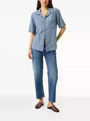 CORRIDOR Striped Seersucker Shirt - Blue
