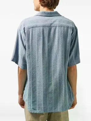 CORRIDOR Striped Seersucker Shirt - Blue