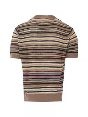 Nn07 Noam Striped Polo Shirt - Brown