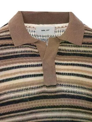 Nn07 Noam Striped Polo Shirt - Brown