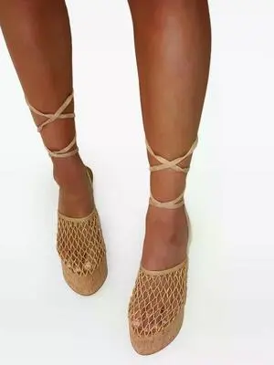 NAKED WOLFE Iris Mesh-panelled Cork Sandals