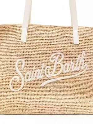 MC2 SAINT BARTH Raffia Logo-patch Shoulder Bag - Neutrals
