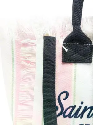 MC2 SAINT BARTH Striped Frayed-edge Beach Bag