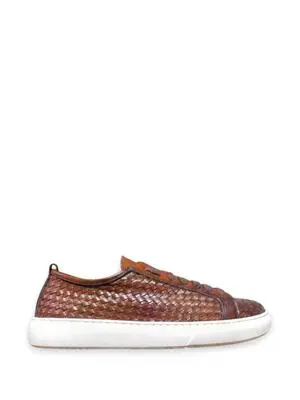 CALCE Interwoven Leather Sneakers - Brown