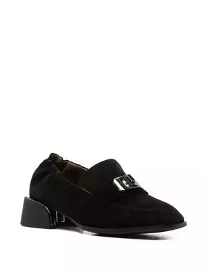 LINDA BAUMANN Buckle-detail Block-heel Loafers - Black