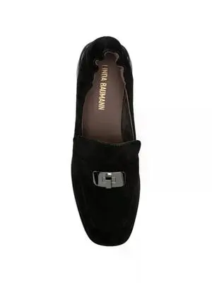 LINDA BAUMANN Buckle-detail Block-heel Loafers - Black