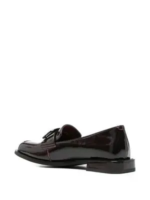 LINDA BAUMANN Patent Finish Buckle Detail Loafers - Red
