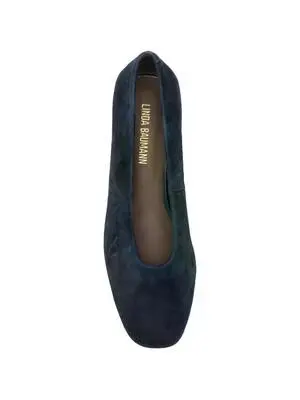 LINDA BAUMANN Suede Square-toe Pumps