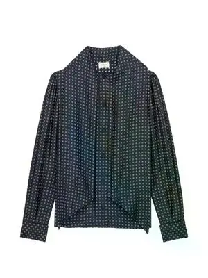 Saint Laurent Geometric Print Pussy-bow Blouse