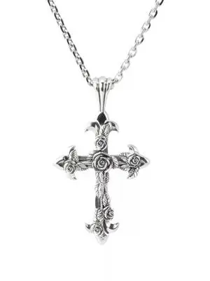 Emanuele Bicocchi Large Rose Cross Necklace - Silver