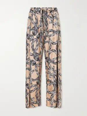 Loewe Paula's Ibiza Printed Mid-rise Straight-leg Silk Pants - Neutrals