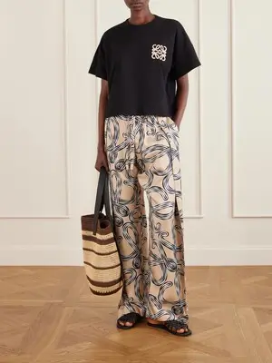 Loewe Paula's Ibiza Printed Mid-rise Straight-leg Silk Pants - Neutrals
