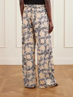 Loewe Paula's Ibiza Printed Mid-rise Straight-leg Silk Pants - Neutrals