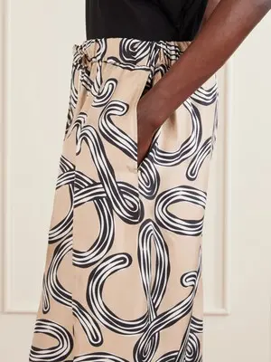 Loewe Paula's Ibiza Printed Mid-rise Straight-leg Silk Pants - Neutrals