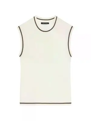 Armani Exchange Contrasting-trim Sleeveless Top - Neutrals
