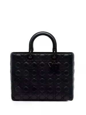 Dior 2020 Large Ultra Matte Calfskin Cannage Lady Satchel - Black