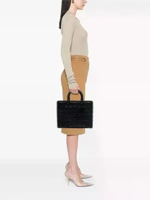 Dior 2020 Large Ultra Matte Calfskin Cannage Lady Satchel - Black