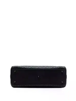 Dior 2020 Large Ultra Matte Calfskin Cannage Lady Satchel - Black