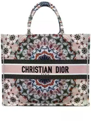 Dior 2019 Embroidered Canvas Book Tote Bag - Pink