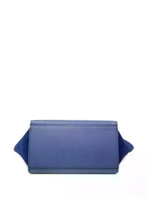 Celine 2014 Small Drummed Calfskin And Suede Trapeze Satchel - Blue