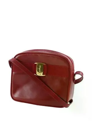 FERRAGAMO Leather Vara Bow Crossbody Bag - Red
