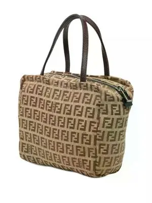 Fendi 2000-2010 Mini Zucchino Canvas Handbag - Neutrals