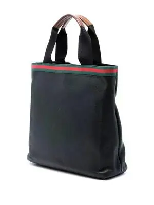 Gucci Leather Web Tote Bag